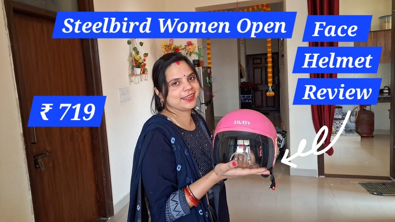 Steelbird SBH-16 Ruby Small Size Open Face Girl Ladies Helmet For My ...