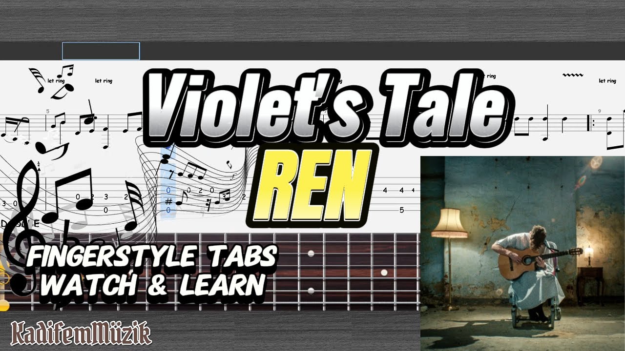 Violet's Tale (Intro) – Easy Fingerstyle Guitar Tutorial + TABs (Ren) | Kadifem Tabs - YouTube