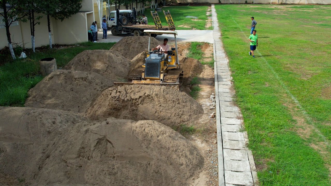 Starting New Project Landfill Around The Stadium By BD2 Dozer Pushing ...