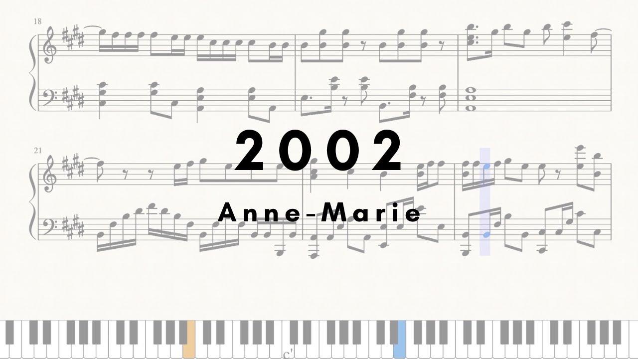 2002 - Anne Marie - Piano Cover (Sheets) - YouTube