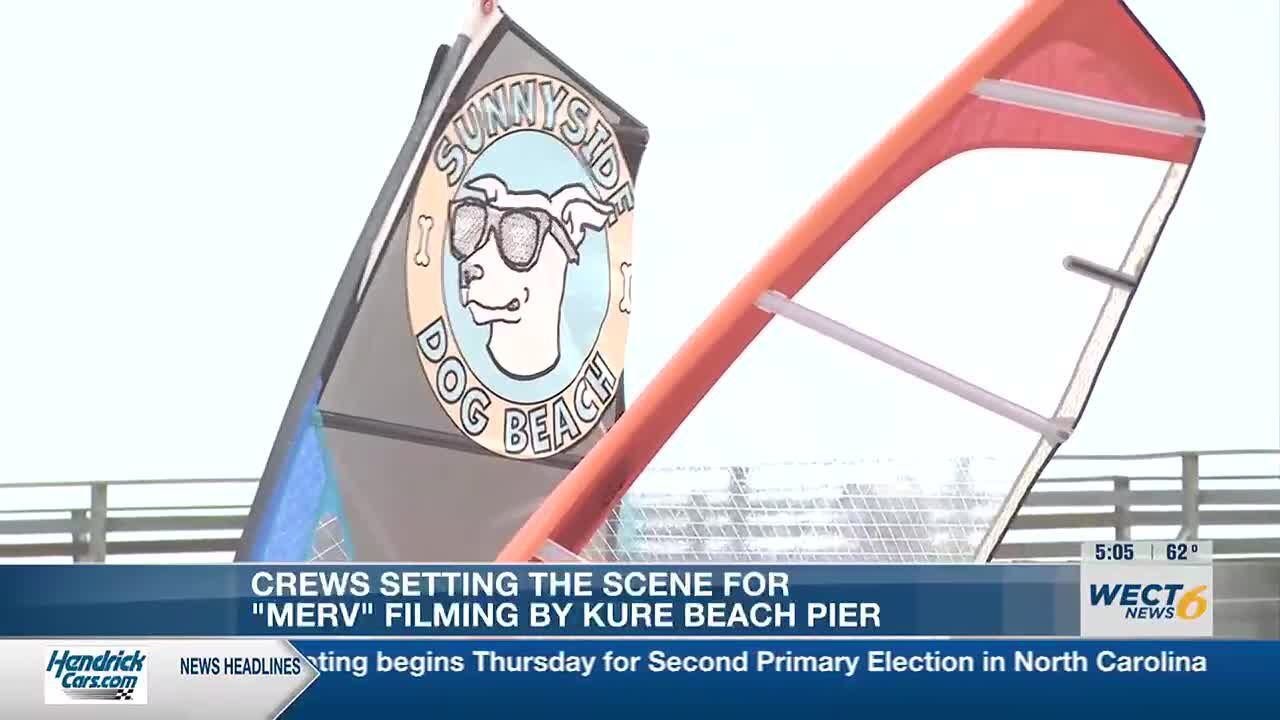 Crews get set up to film ‘Merv’ starring Zooey Deschanel in Kure Beach ...