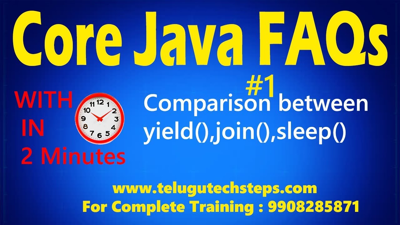Java Tutorials for Beginners in Telugu, Comparison between yield(),join ...