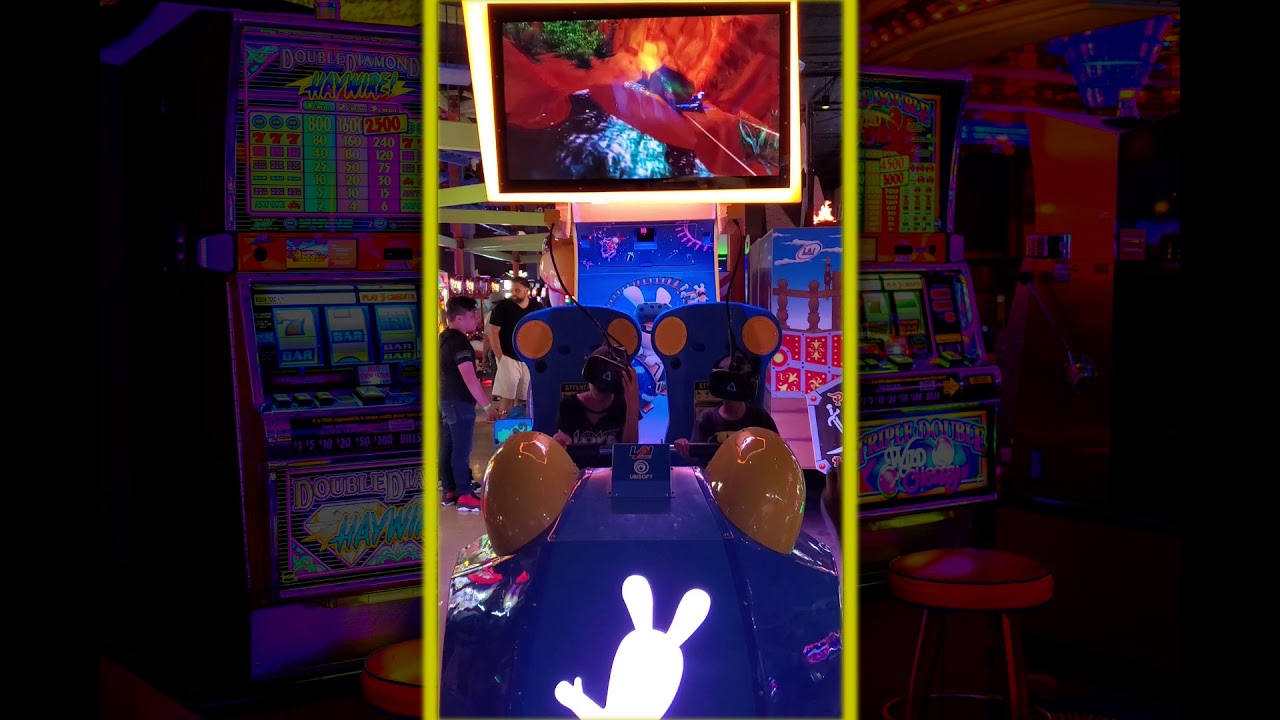 My Niece and Nephew Playing a VR Raving Rabbids Game at the Arcade ...