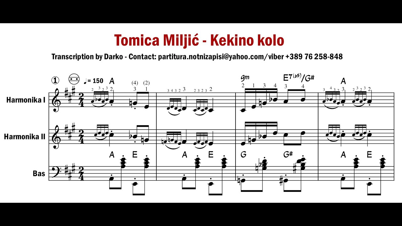 [Notni zapis za harmoniku] Tomica Miljic - Kekino kolo - YouTube