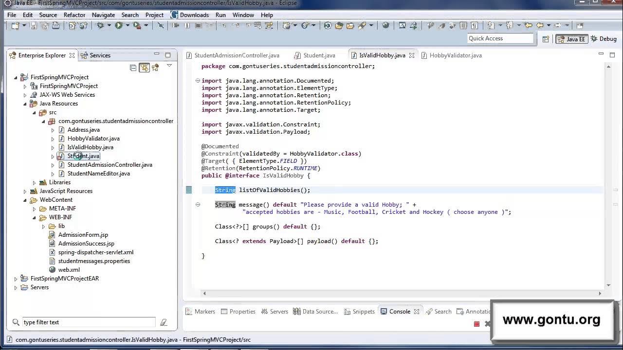 Spring MVC Tutorials 22 - Form Validations 06 (More on custom Form Validation annotation ...