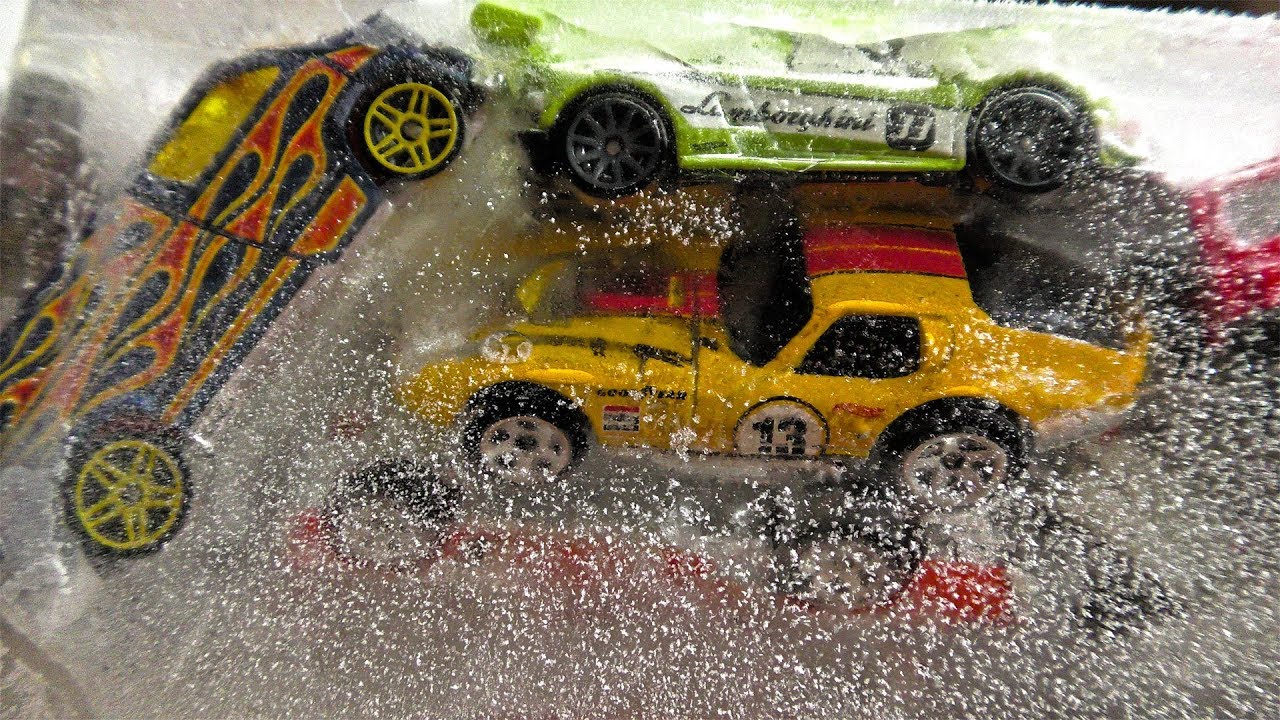 Frozen Box Full of Toy Cars Placed in Water - YouTube