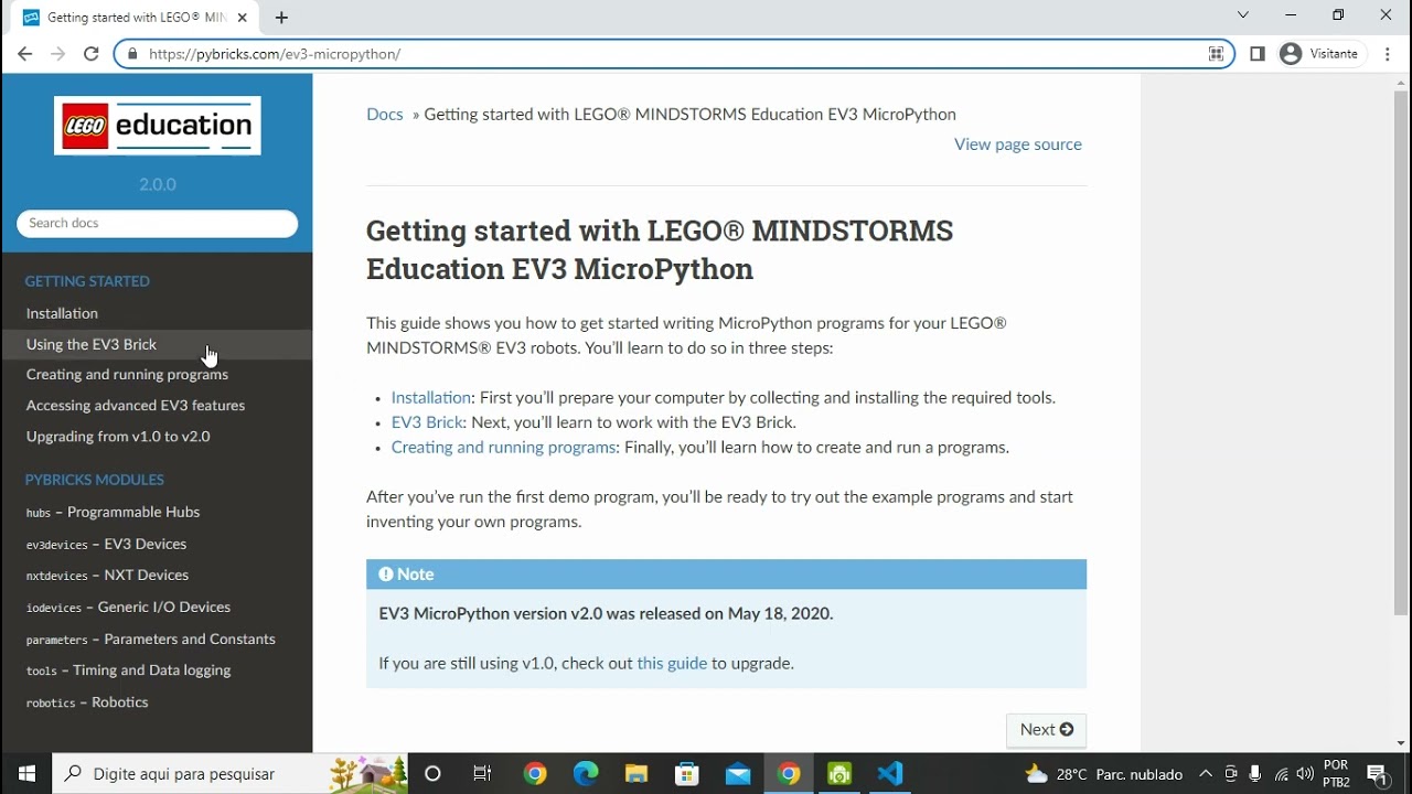 OFICINA DE MICROPYTHON - 06 apresentando o site do lego - YouTube