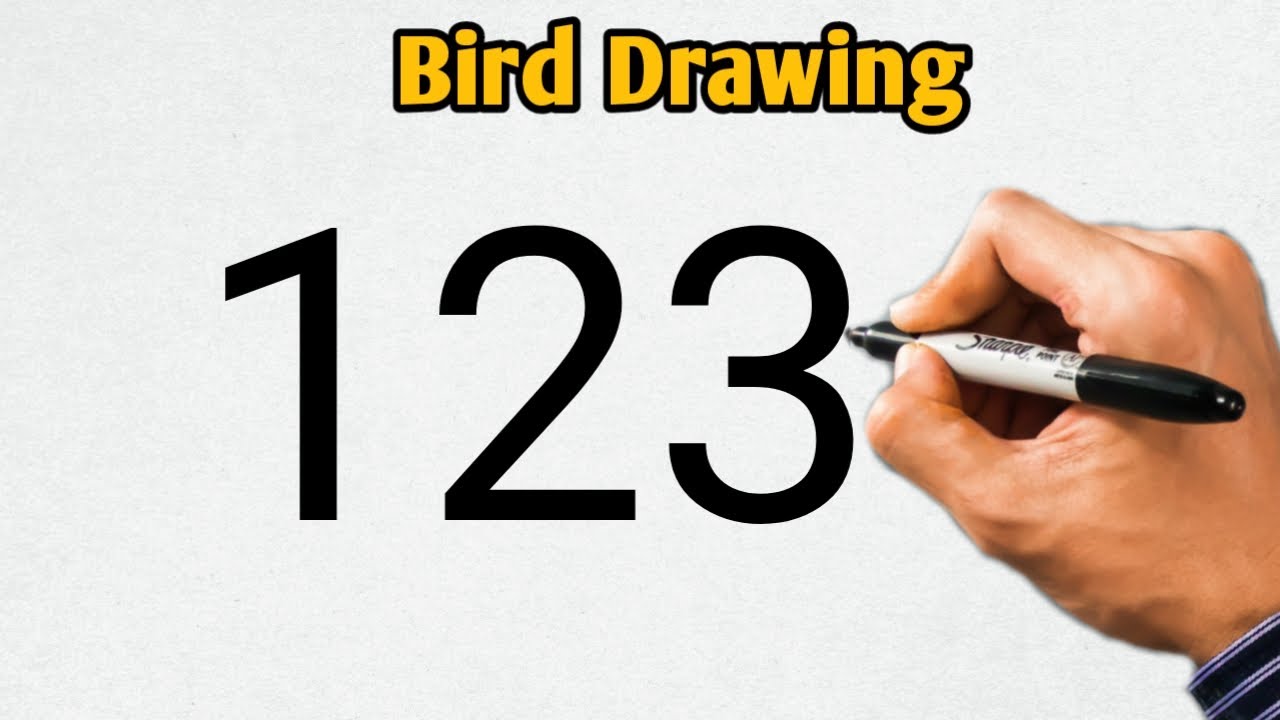 Drawing Bird🐦 from 123 | पक्षी का चित्र बनाइए बस 2 मिनट में | Drawing ...
