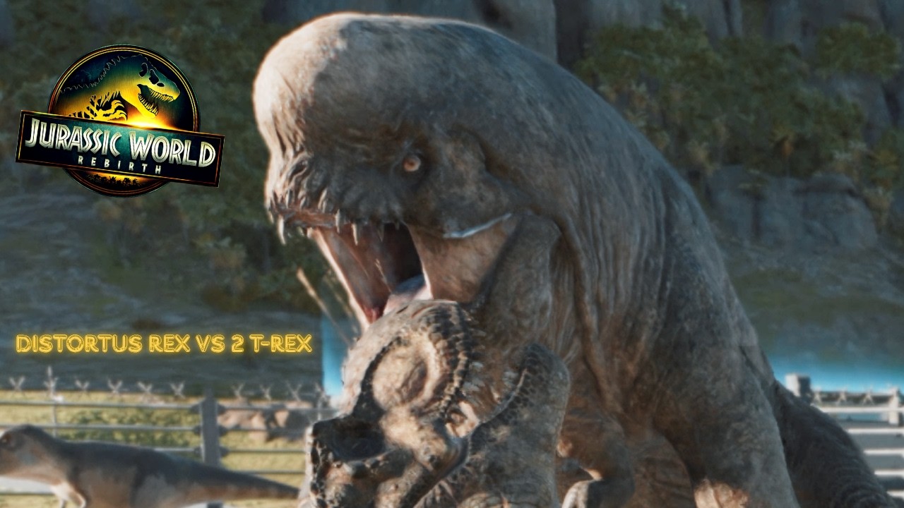 🦖 Distortus Rex vs 2 T-Rex, 2 Giganotosaurus & 2 Indominus Rex – Who ...