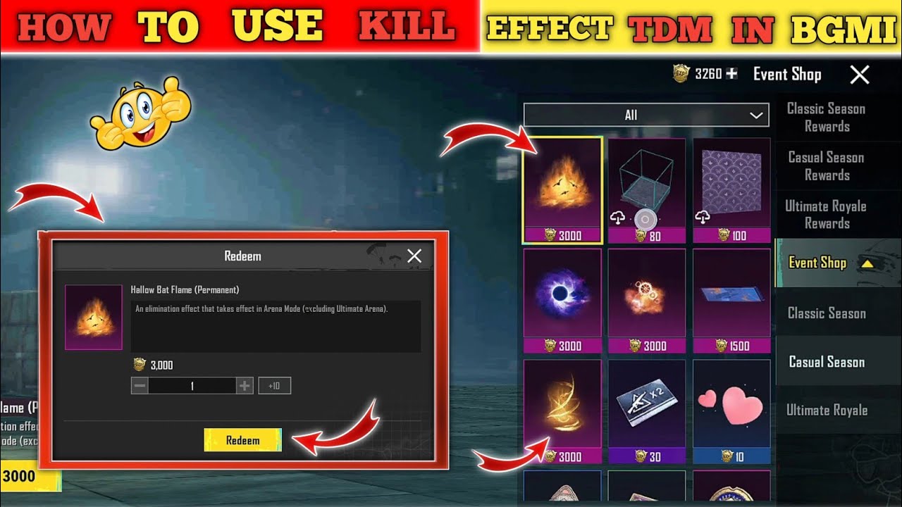 How To Get Free kill Effect in Bgmi/Pubg | Bgmi Arena Tdm kill Effect ...