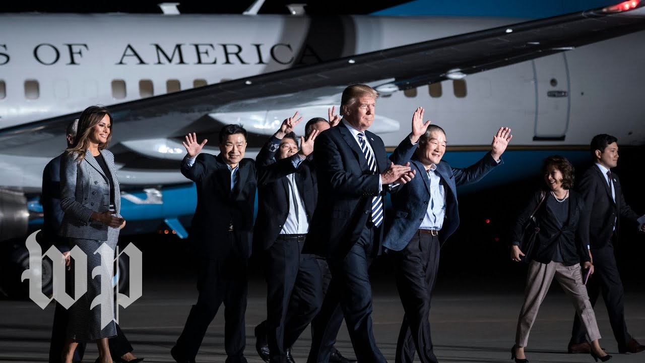 Trump welcomes three Americans freed from North Korea - YouTube