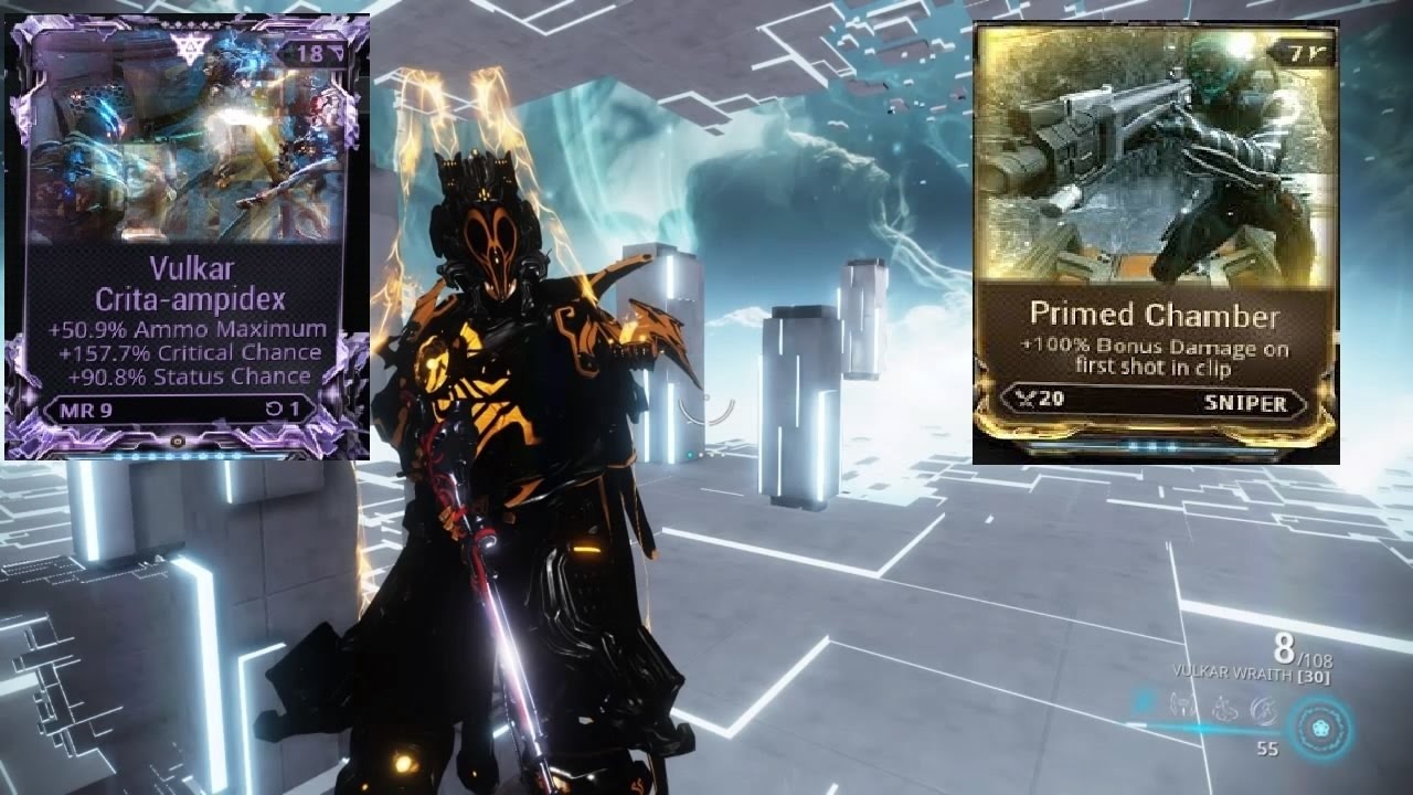 Warframe vulkar PRIMED CHAMBER + RIVEN MOD - YouTube