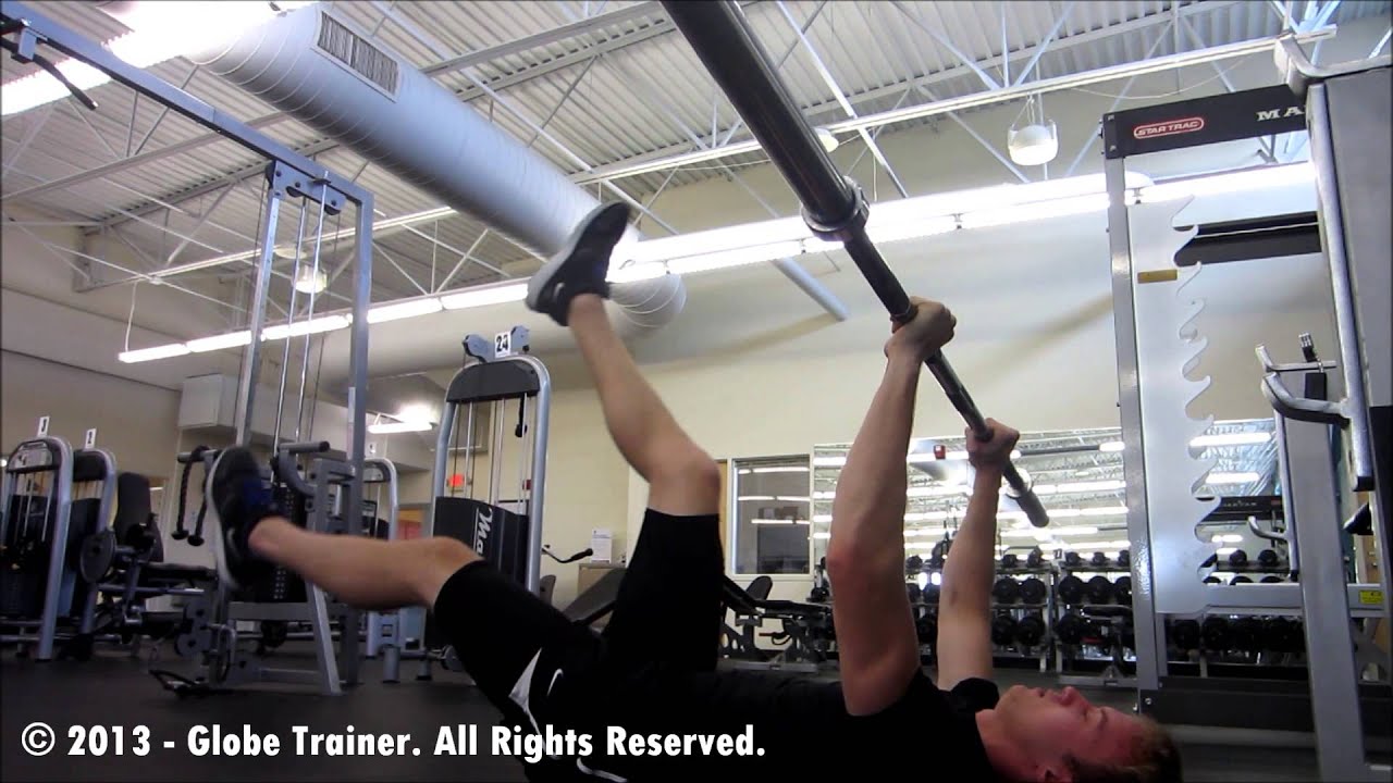 Lying Barbell Leg Raise - YouTube