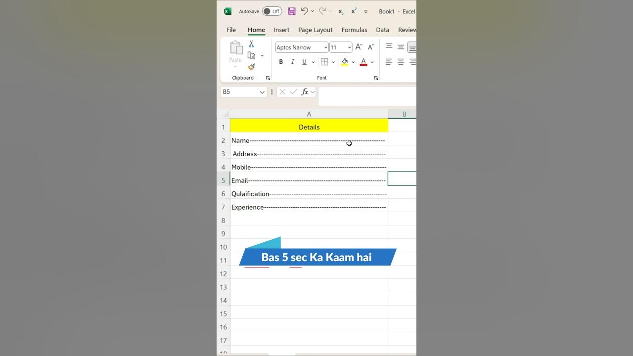 Create Form In excel within seconds - YouTube