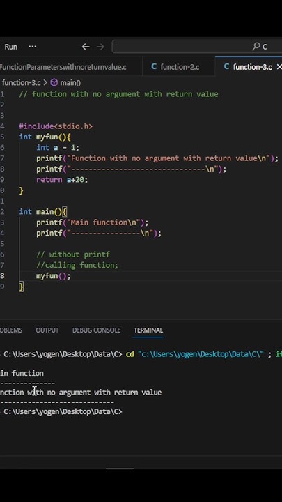 types of function in c | function with no argument with return value ...