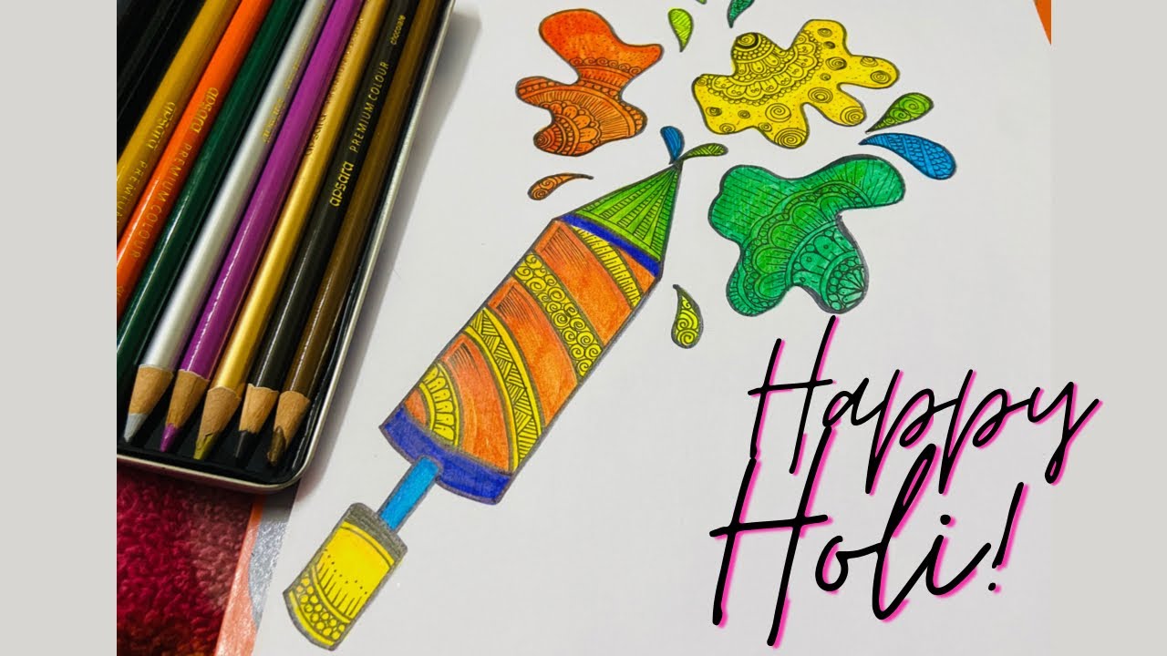 Holi Festival Easy Drawing for beginners | Holi mandala art | doodle ...