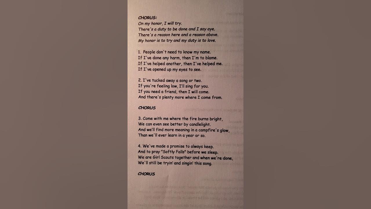On My Honor Girl Scouts lyrics and tune - YouTube