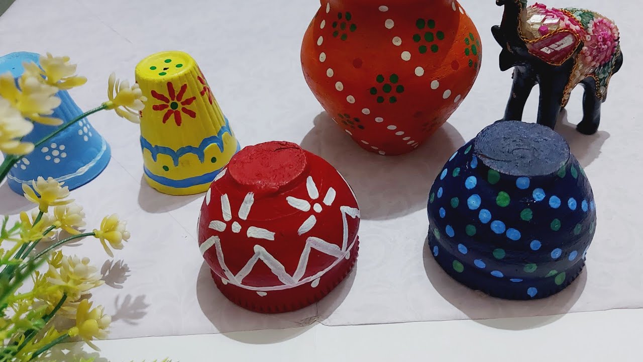 Waste mataki and pot decoration | Easy mataki painting (Diwali ...