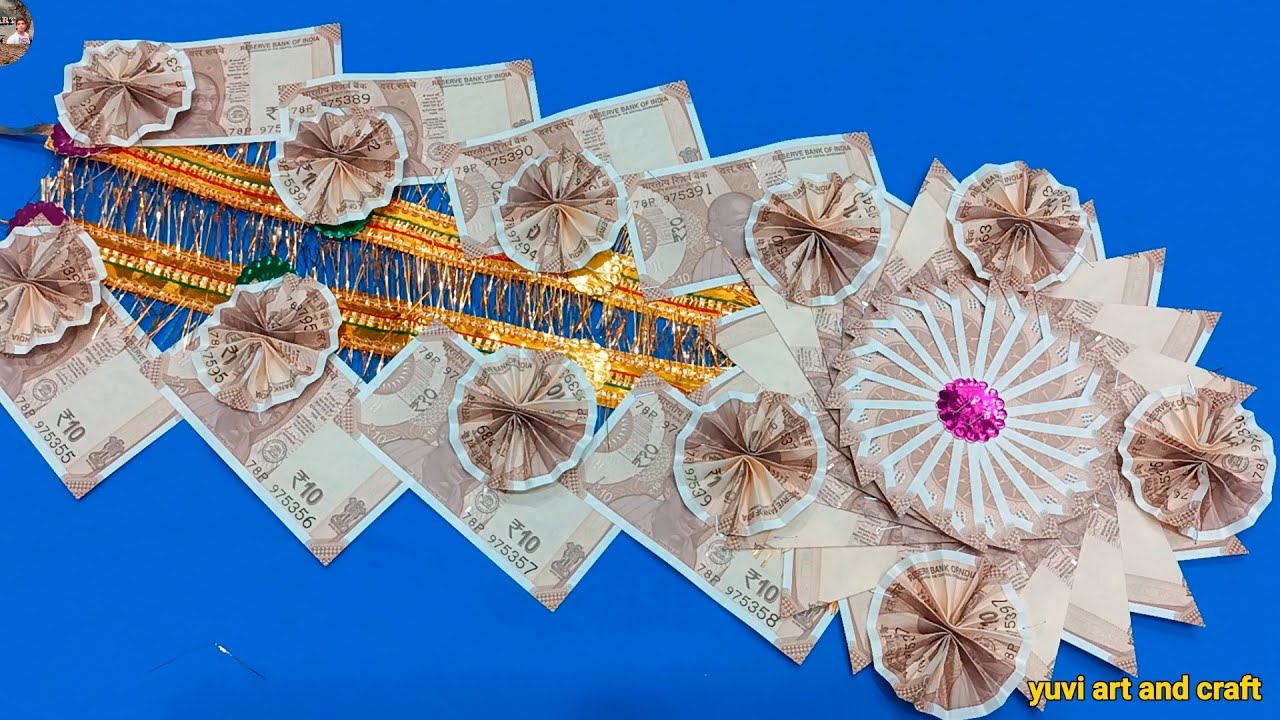 Total money in the design 500 rupees || Note Mala Design - YouTube