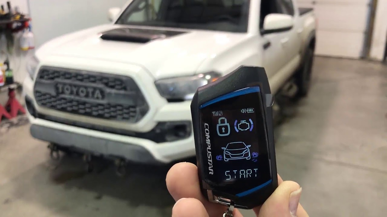 Compustar T9 2way LCD Remote Starter in a 2017 Toyota Tacoma - YouTube