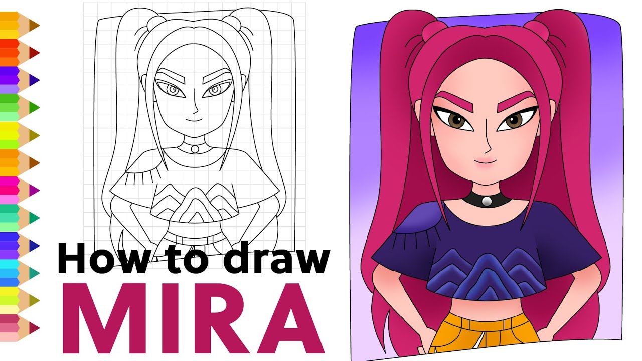 How to draw MIRA from KPOP Demon Hunters – Easy tutorial for kids! 👧 ...