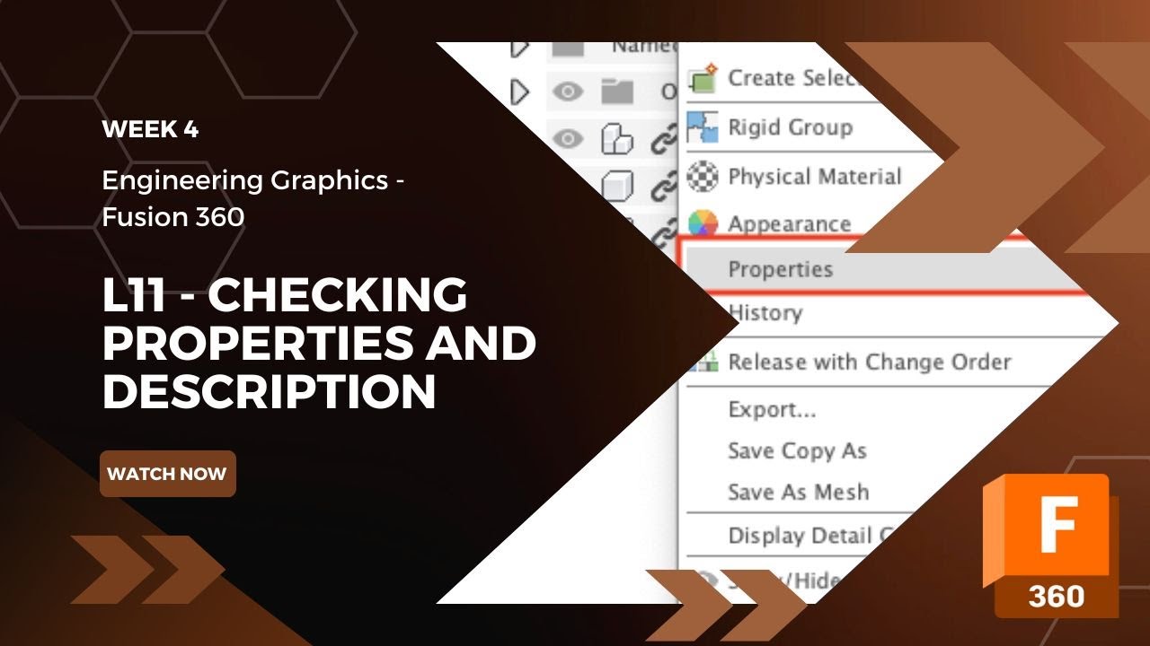 Fusion 360 - Checking Properties and Description - YouTube