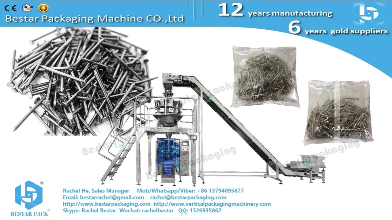 Bestar automatic weighing packing machine for 1kg steel nails pouch ...