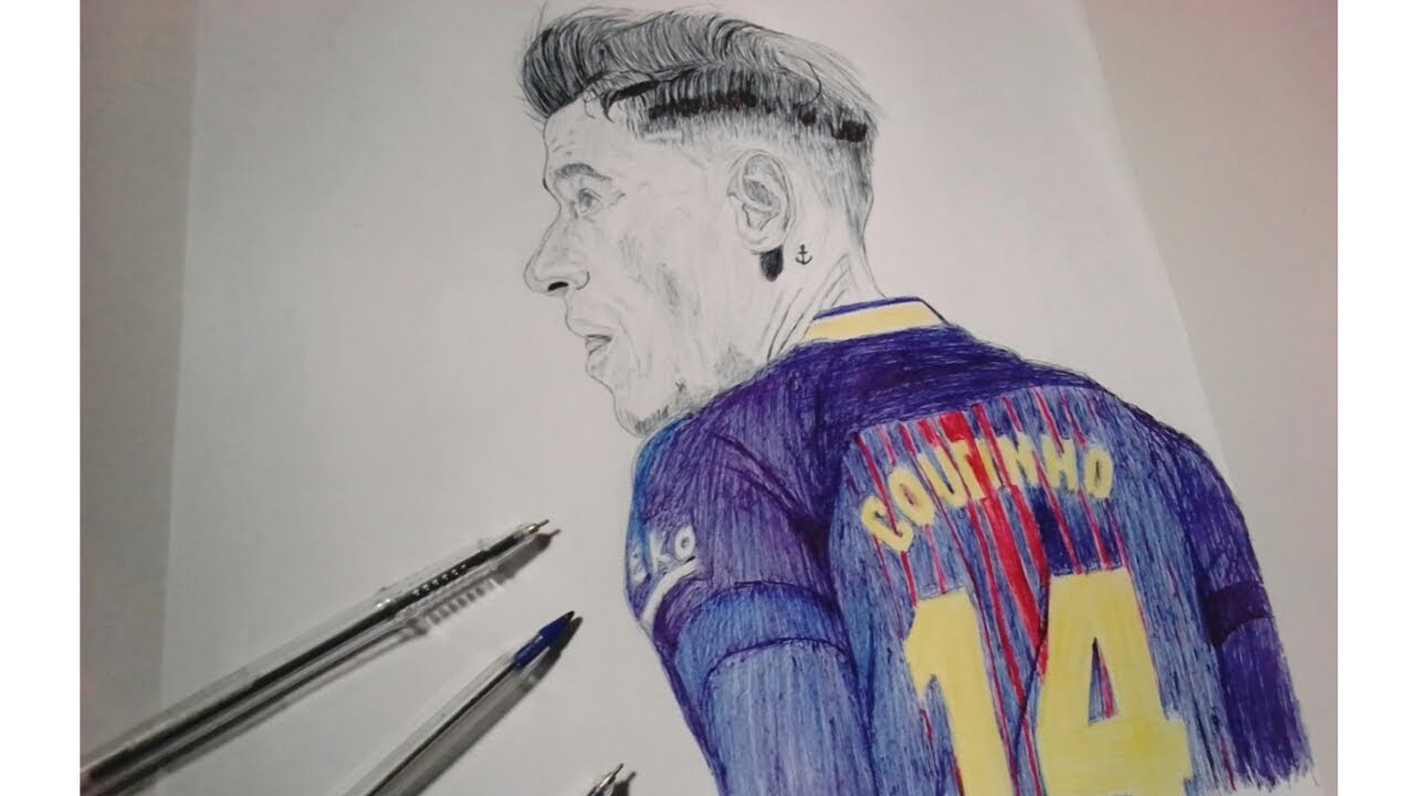 Philippe coutinho pen drawing -Fc Barca - YouTube