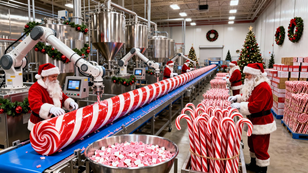 Inside the Candy Cane Factory | How MILLIONS of Candy Canes Are Made ...