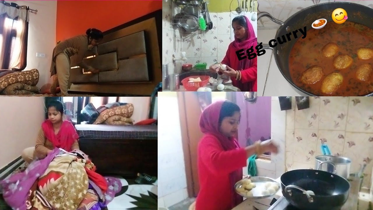 Bedroom 🛌Deep Cleaning Routine 🤷‍♀️|| Egg curry 🍛 recipe 😋||neelam ...