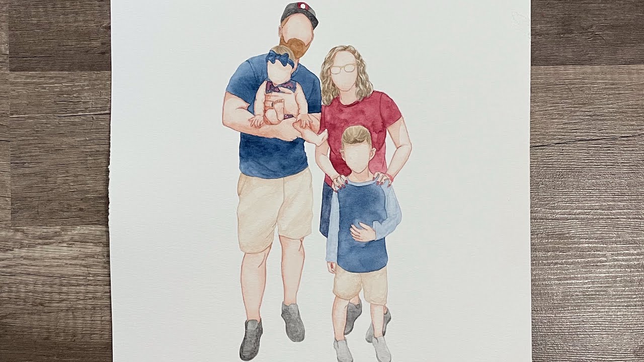 Custom Faceless Watercolor Family Portrait - YouTube
