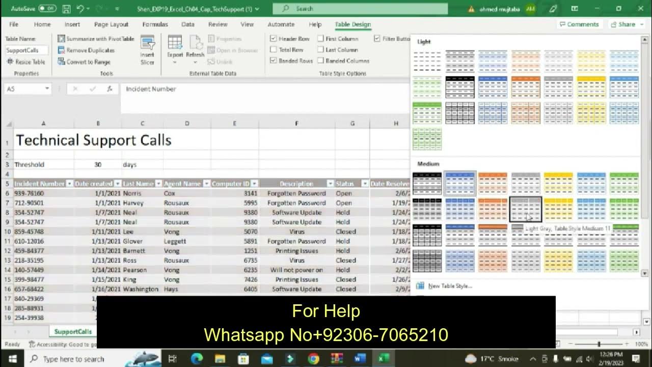 Exp19_Excel_Ch04_Cap_Tech_Support | Excel Chapter 4 Capstone - Tech Support/100% Complete ...