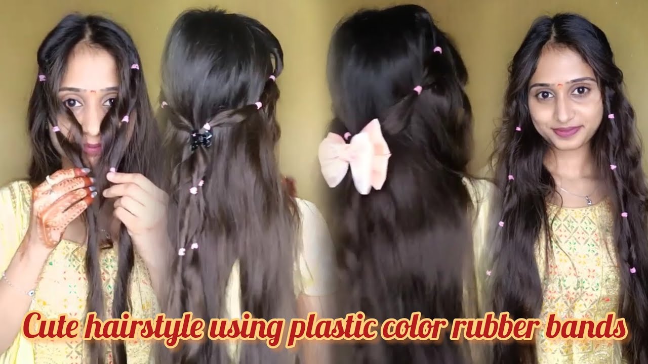 Cute hairstyles using plastic color rubber bands 🔥 | hairstyle ...