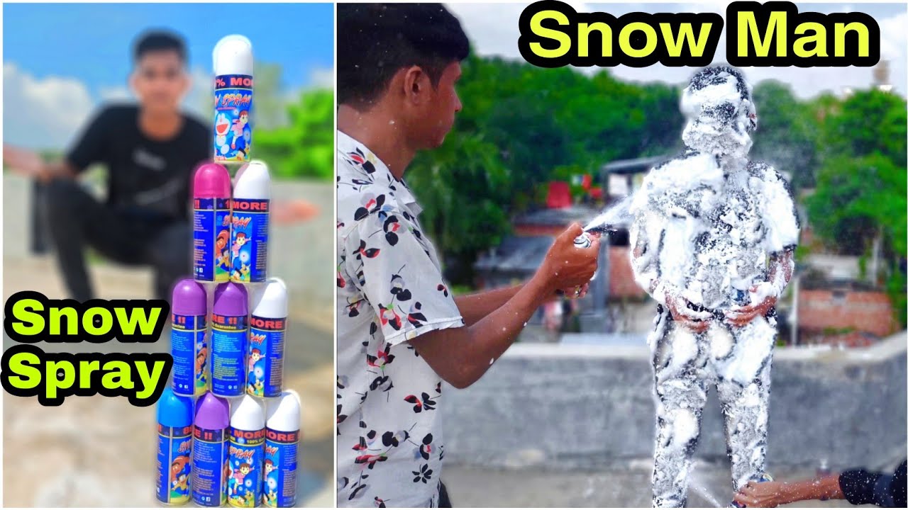 We made Snowman with Snow spray | 20 Snow Spray - YouTube