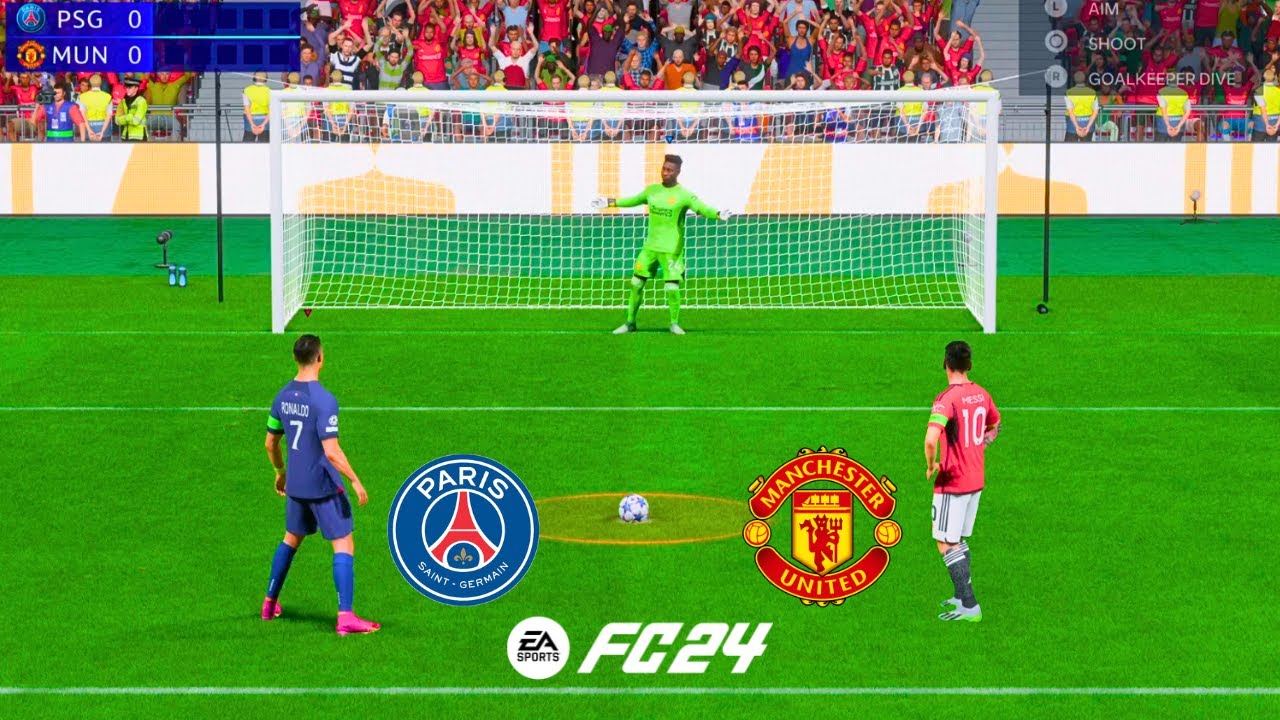 PSG VS MANCHESTER UNITED ! FIFA 24 PENALTY SHOOTOUT ! RONALDO V MESSI ...