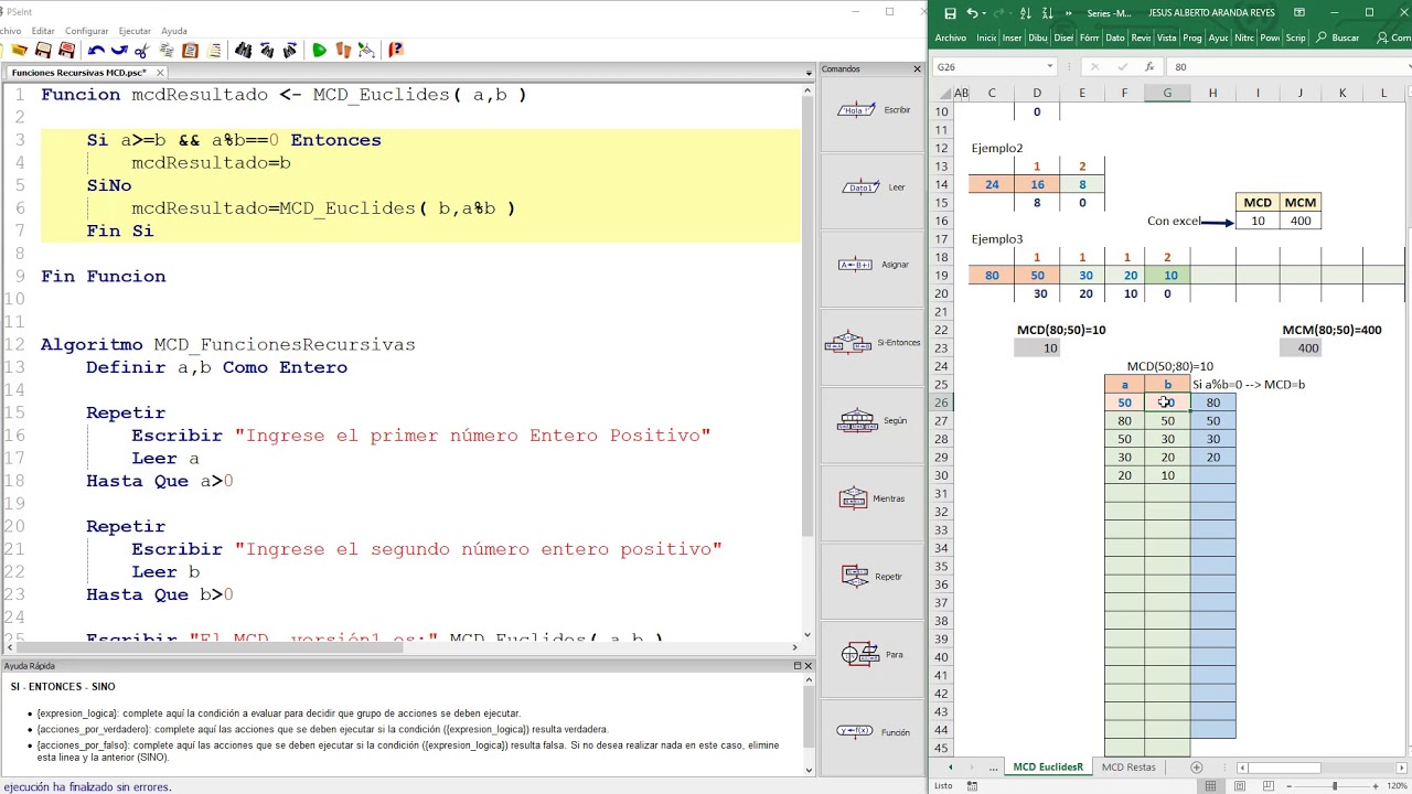 PSeInt MCD con Funciones Recursivas - YouTube