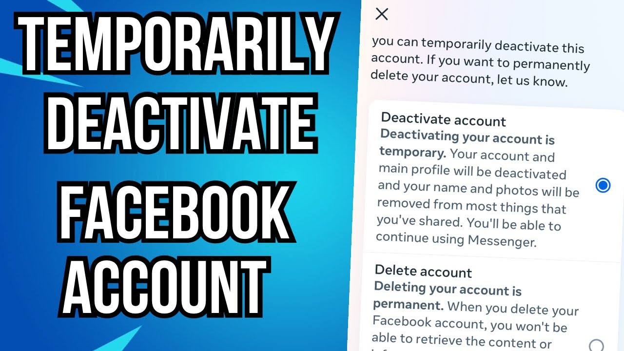How To Temporarily Deactivate Facebook Account - YouTube