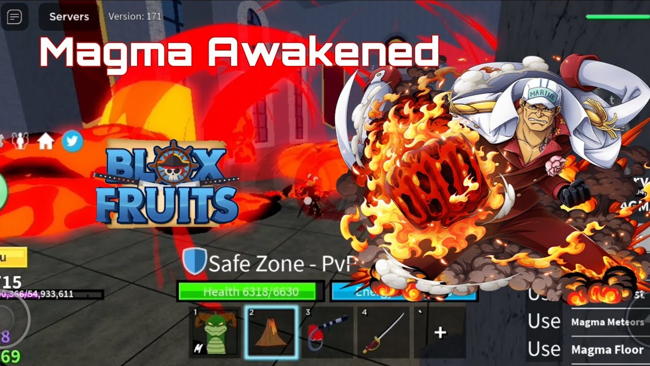 The Most Powerful Awakening Fruit! [Magma Awakened]: 1st skill | Blox ...