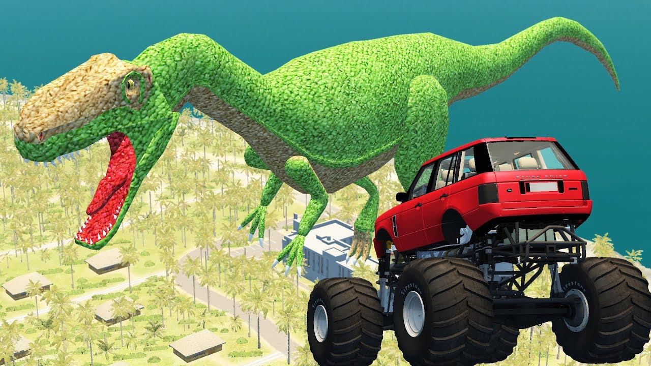 Beamng Drive - Jumping nearby the jaw Tyrannosaurus Rex (crash car ...