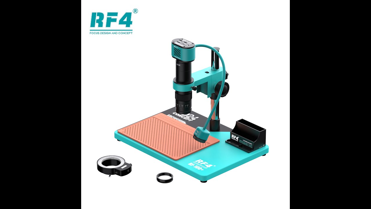 RF4 RF-100+ Monocular 180X Zoom Television Microscope With RF4 C39 Dual ...