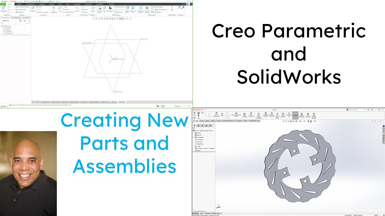 SolidWorks - Creo Parametric Comparison - Creating New Parts and Assemblies - YouTube