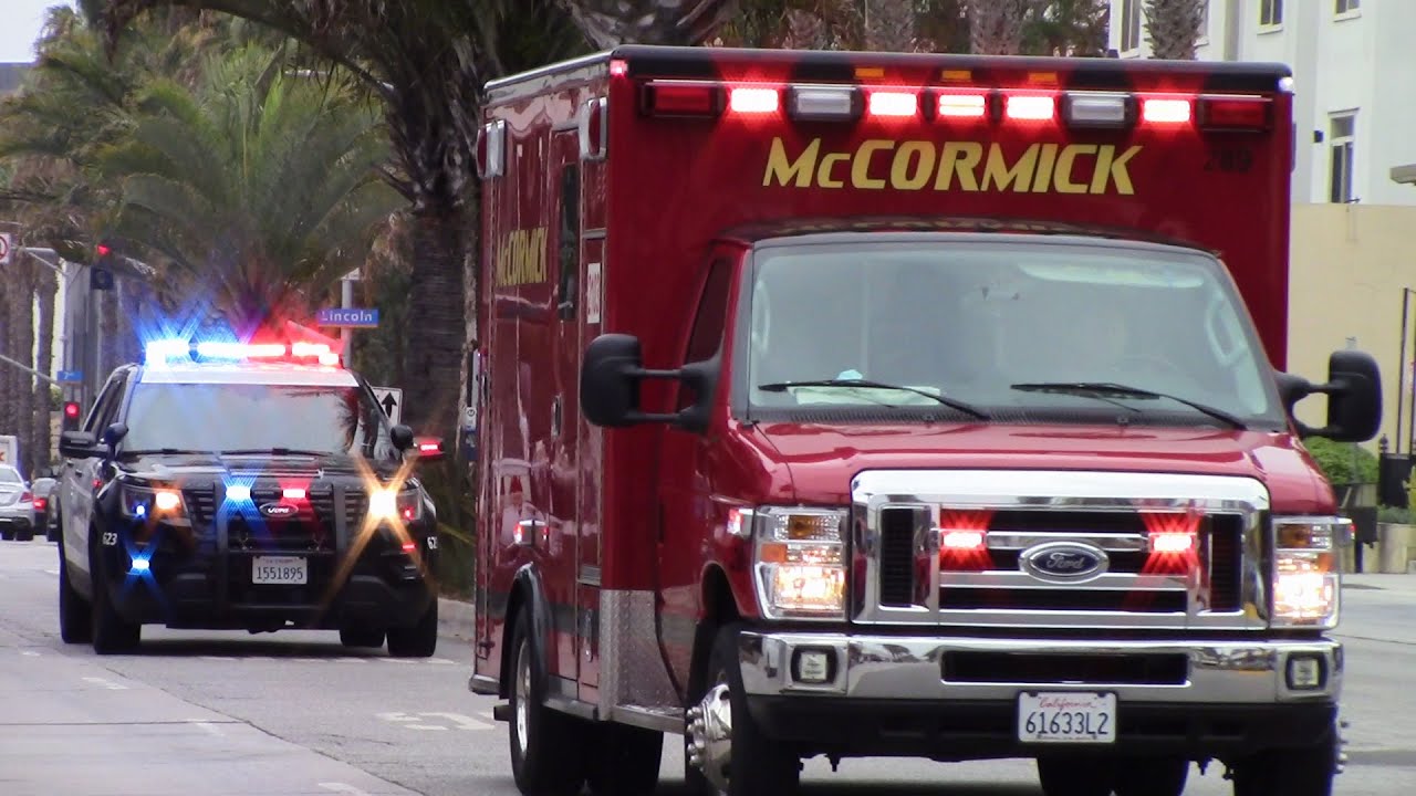 Santa Monica Police & McCormick Ambulance 2103 - YouTube