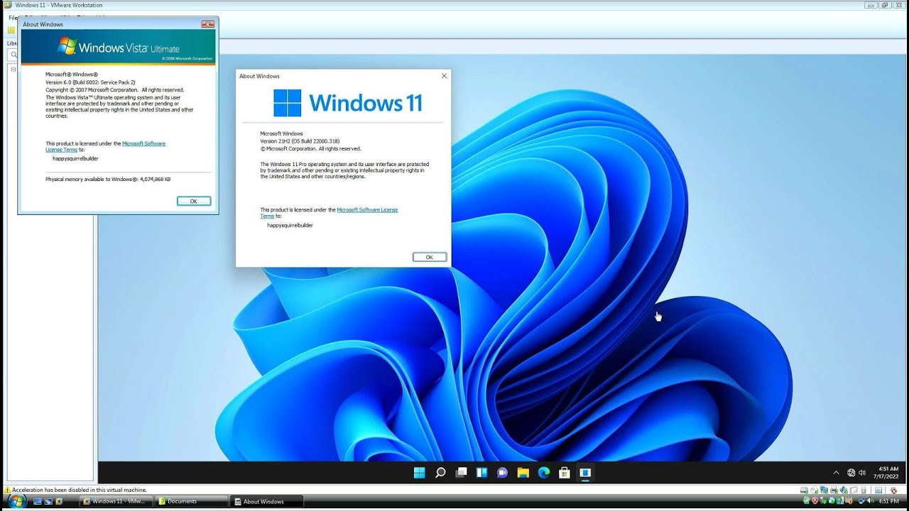 Windows 11 installed inside Windows Vista - YouTube