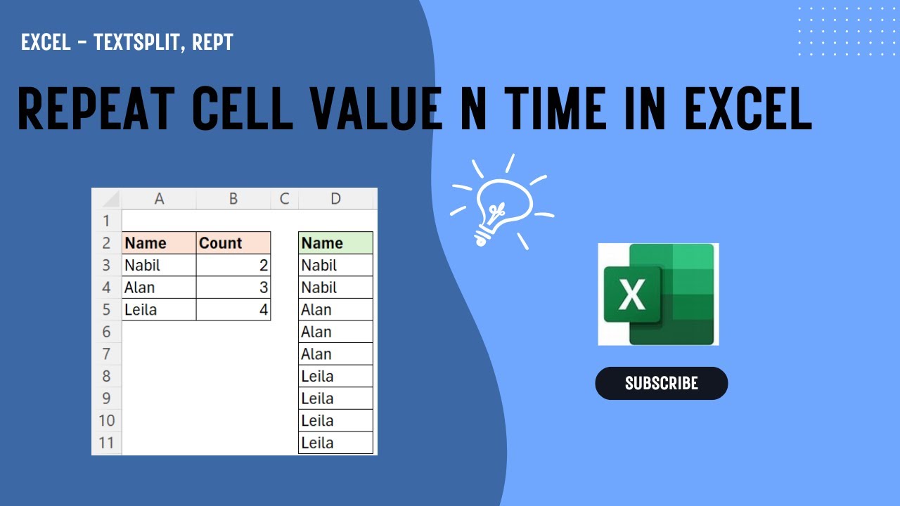 How to Repeat Cell Value N Times in Excel using TEXTSPLIT and REPT ...