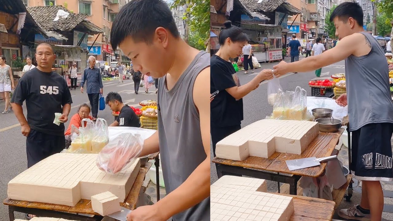 The stall sells tofu, which is freshly made and sold on September 19nd ...