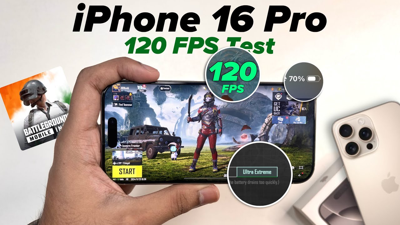 iPhone 16 Pro BGMI 120 FPS Test 🔥 Graphics, Heat & Battery Drain Test ...