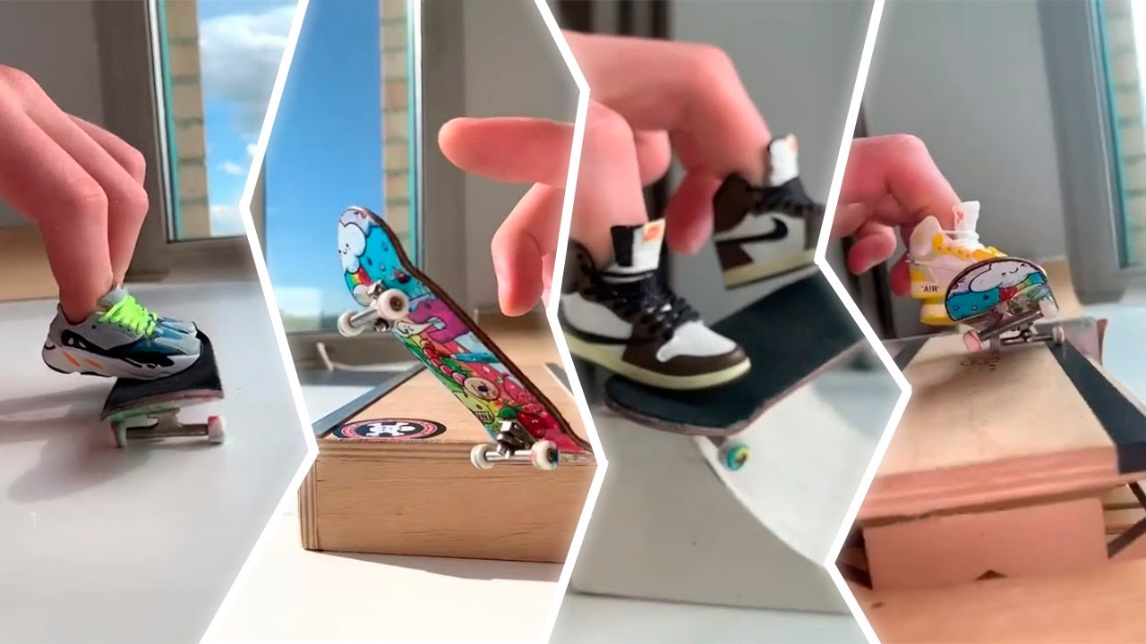 TikTok Fingerboarding tricks #3 | Fingerboard tricks | Finger sneakers ...
