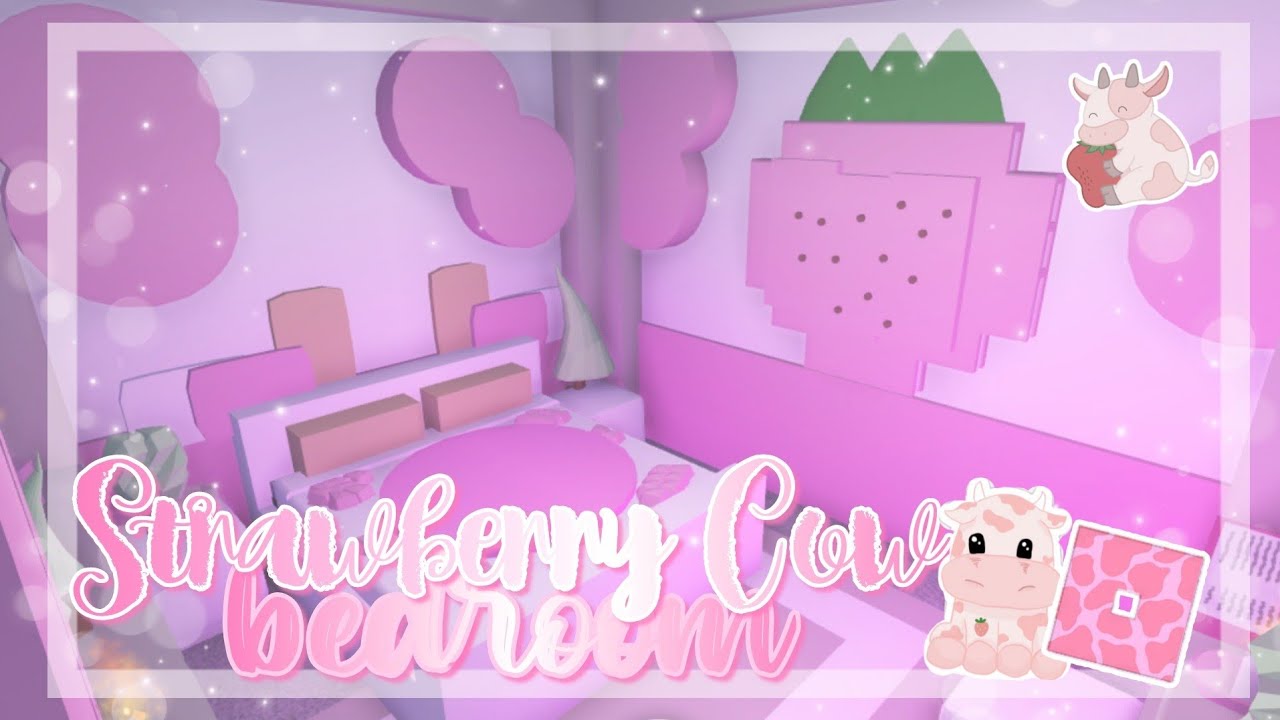 ♡Strawberry Cow Bedroom Speedbuild🍓♡🐮 ︎adopt me building hacks ︎ ...