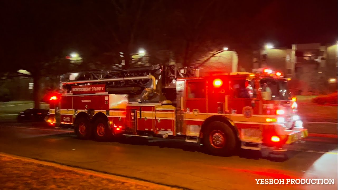 MCFRS Paramedic Engine 718 & New Tower Ladder 718 Responding - YouTube