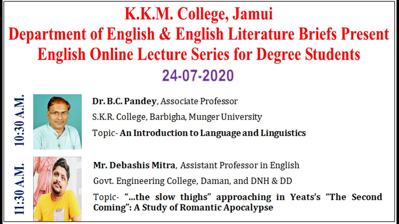 24/07/2020: English Online Lecture Series for Degree Students - YouTube